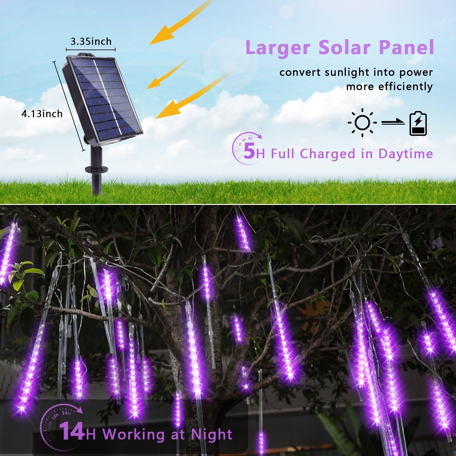 Blingstar Halloween Meteor Lights - 16Inch, 10 Tubes, 360 LED, Solar ...