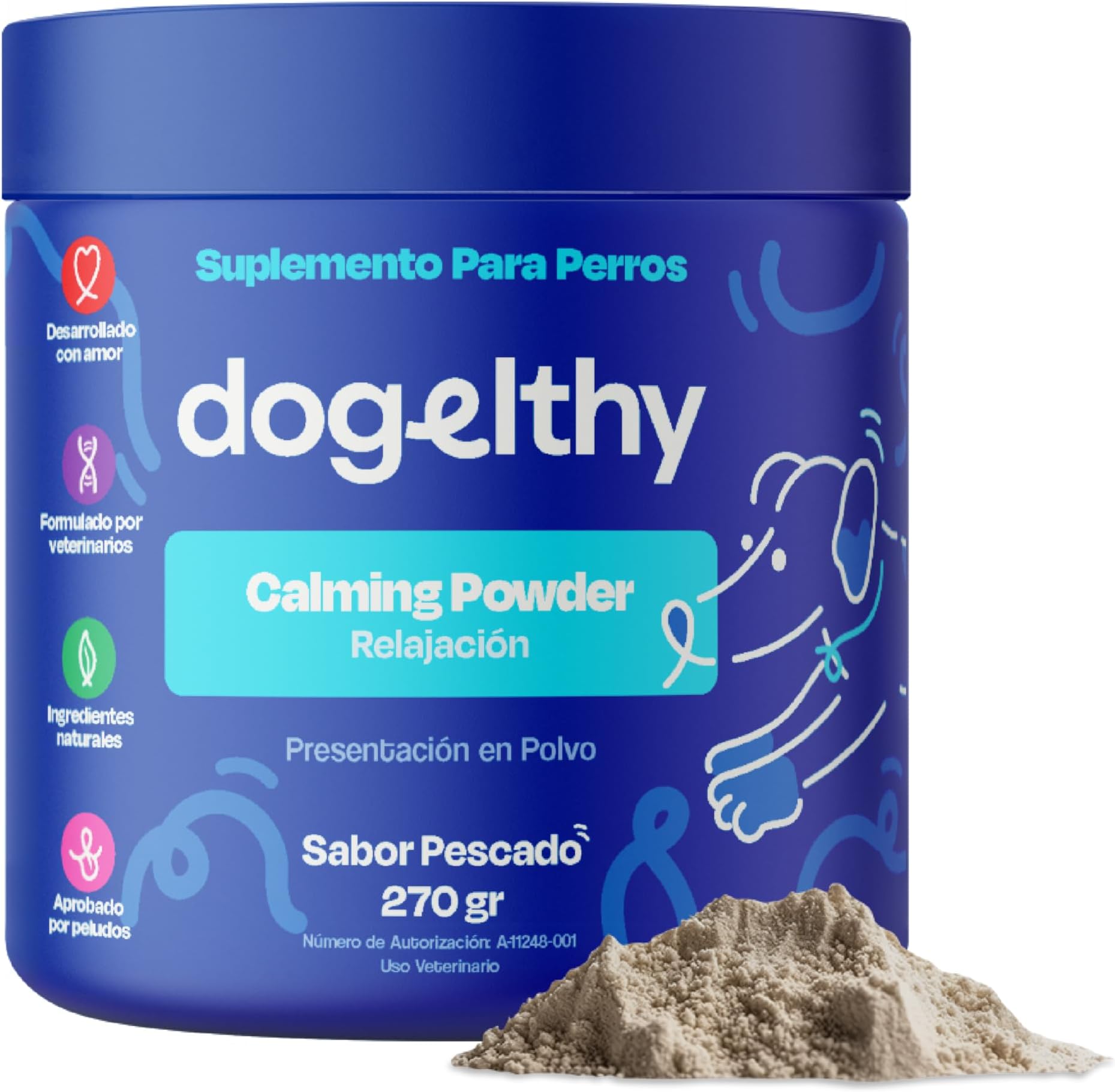 Dogelthy Calming Powder. Suplemento Relajante para Perros Natural ...