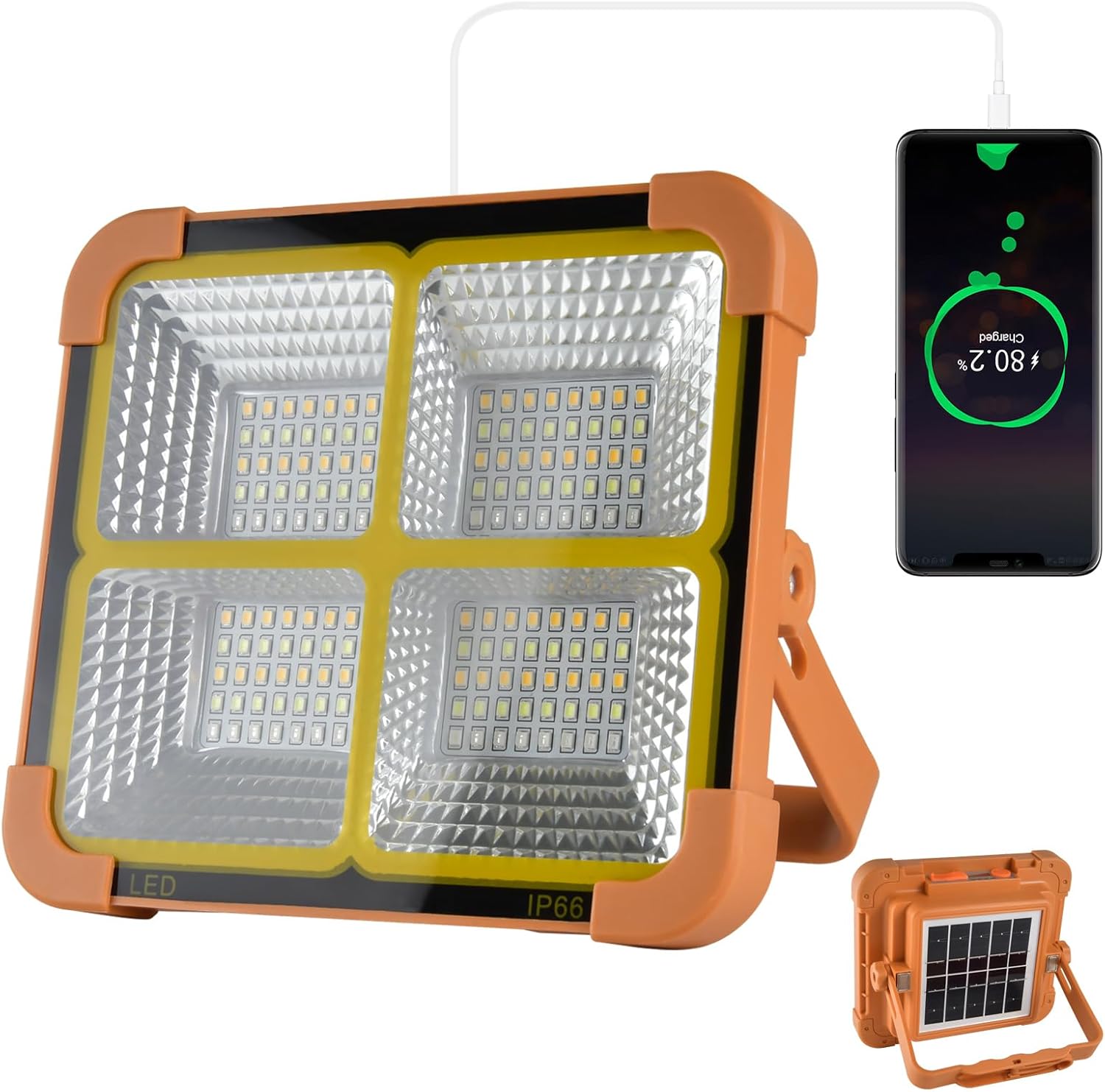 LED Construction Spotlight Solar Rechargeable, Battery Work Spotlight ...