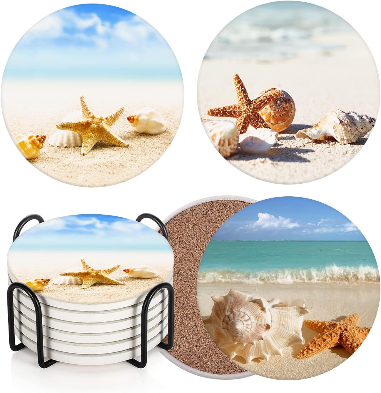 Amazon.com: Absorbent Coasters Stone Coaster Set of 8, Cork Base, with ...