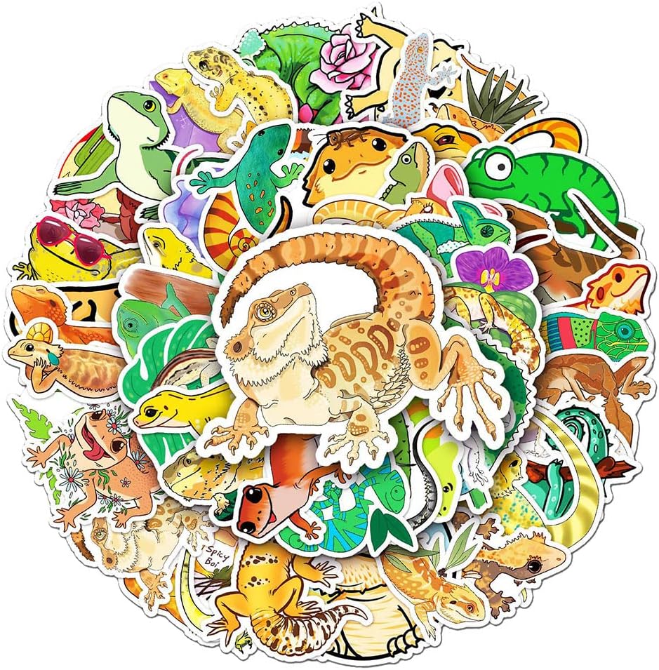 Amazon.com: 50 Packs Wall Lizard Stickers Water Bottles Laptop Phone ...