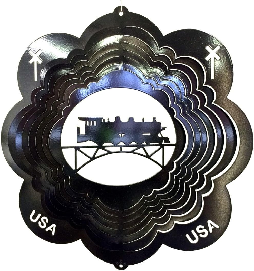 Amazon.com: Stainless Steel Train - 12 Inch Wind Spinner - Black ...