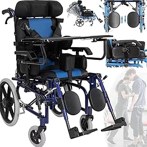 Amazon.com: Fully Lying Folding Manual Wheelchair for Stroke Hemiplegia Disabled, Cerebral Palsy ...