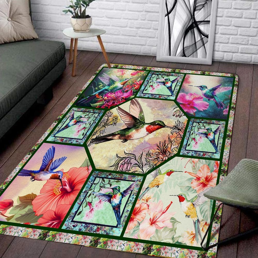 Amazon.com: Customized Colorful Hummingbird Area Rugs - Spring Welcome ...