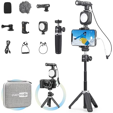 Amazon.com: Movo Vlog Kit V7 - YouTube Starter Kit with Grip, Stereo ...