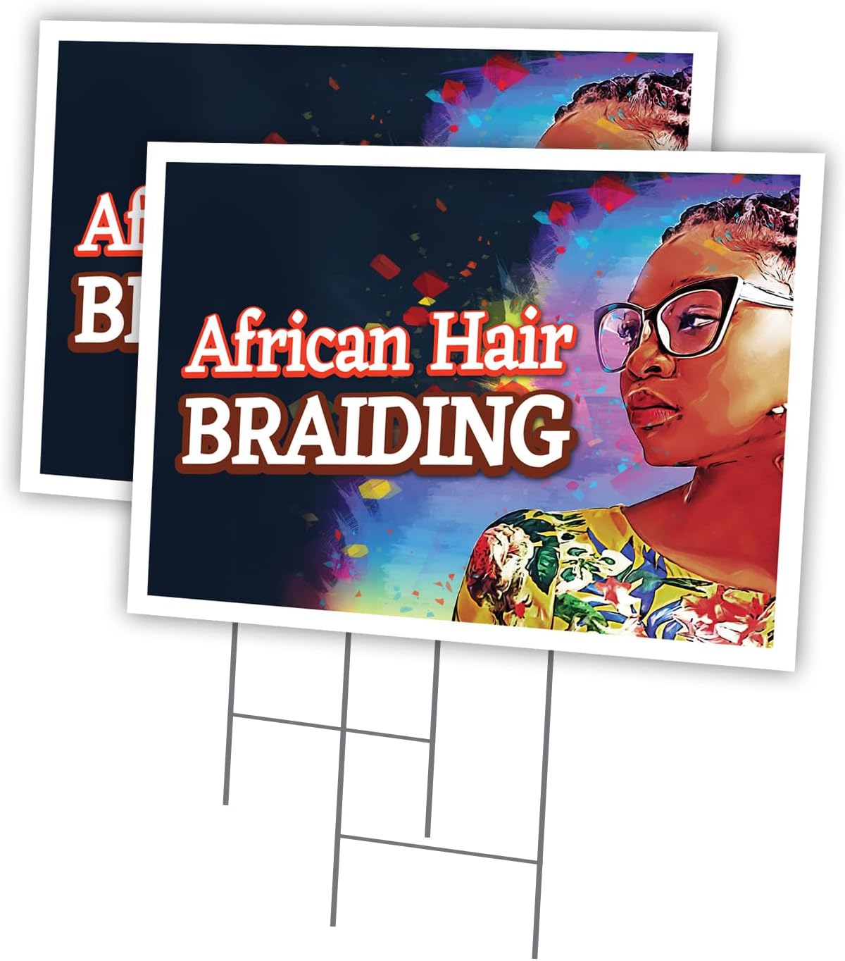 Amazon.com: African Hair Braiding 2 Pack of 12" x 16" Yard Sign & Stake ...