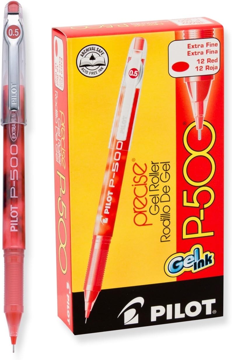 Pilot P-500 Extra Fine Point Gel Ink Pens, 12 Red Ink Pens : Amazon.ca ...
