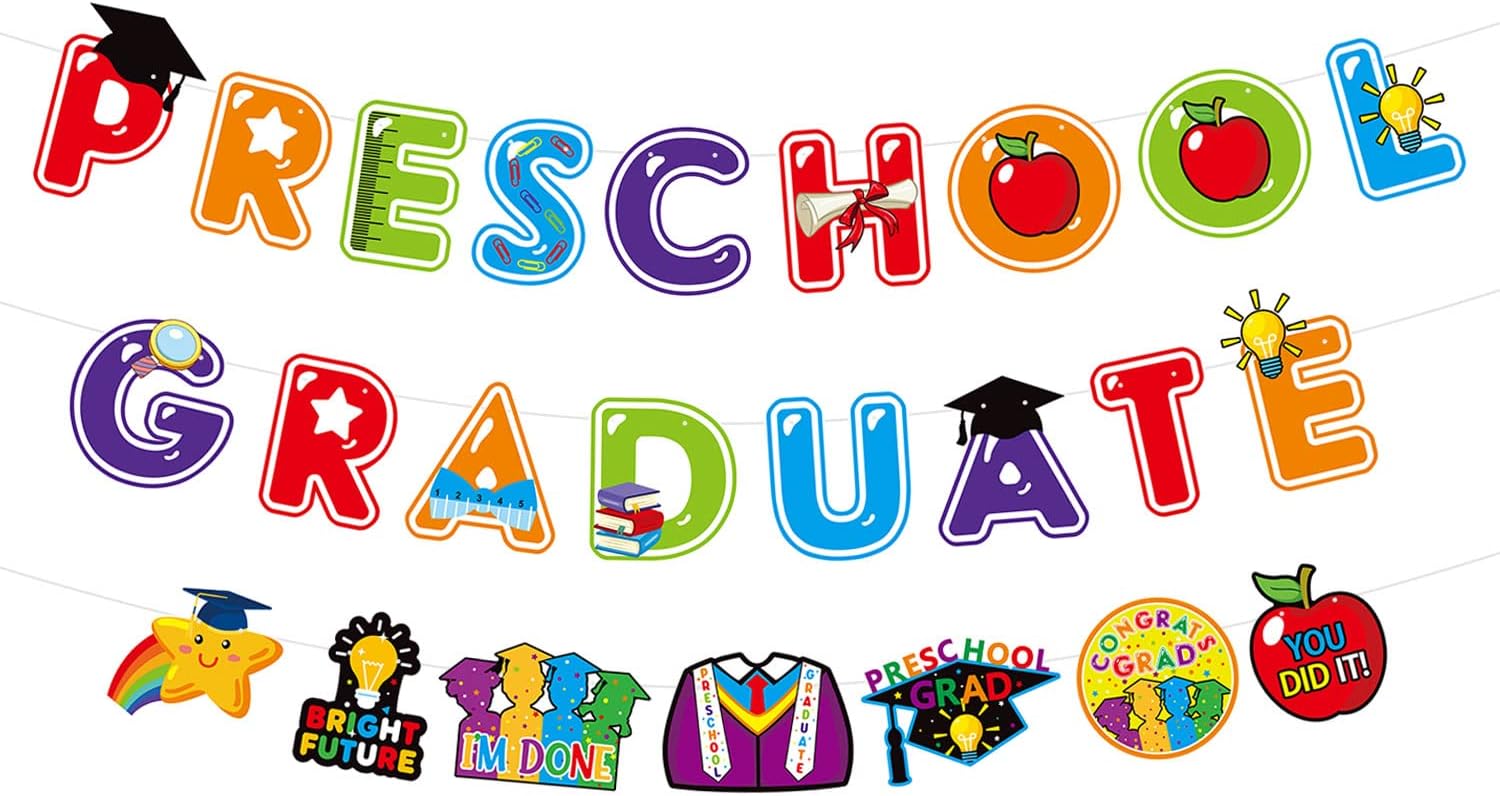 Amazon.com: YEIRFYY Colorful Preschool Graduate Banner Preschool ...