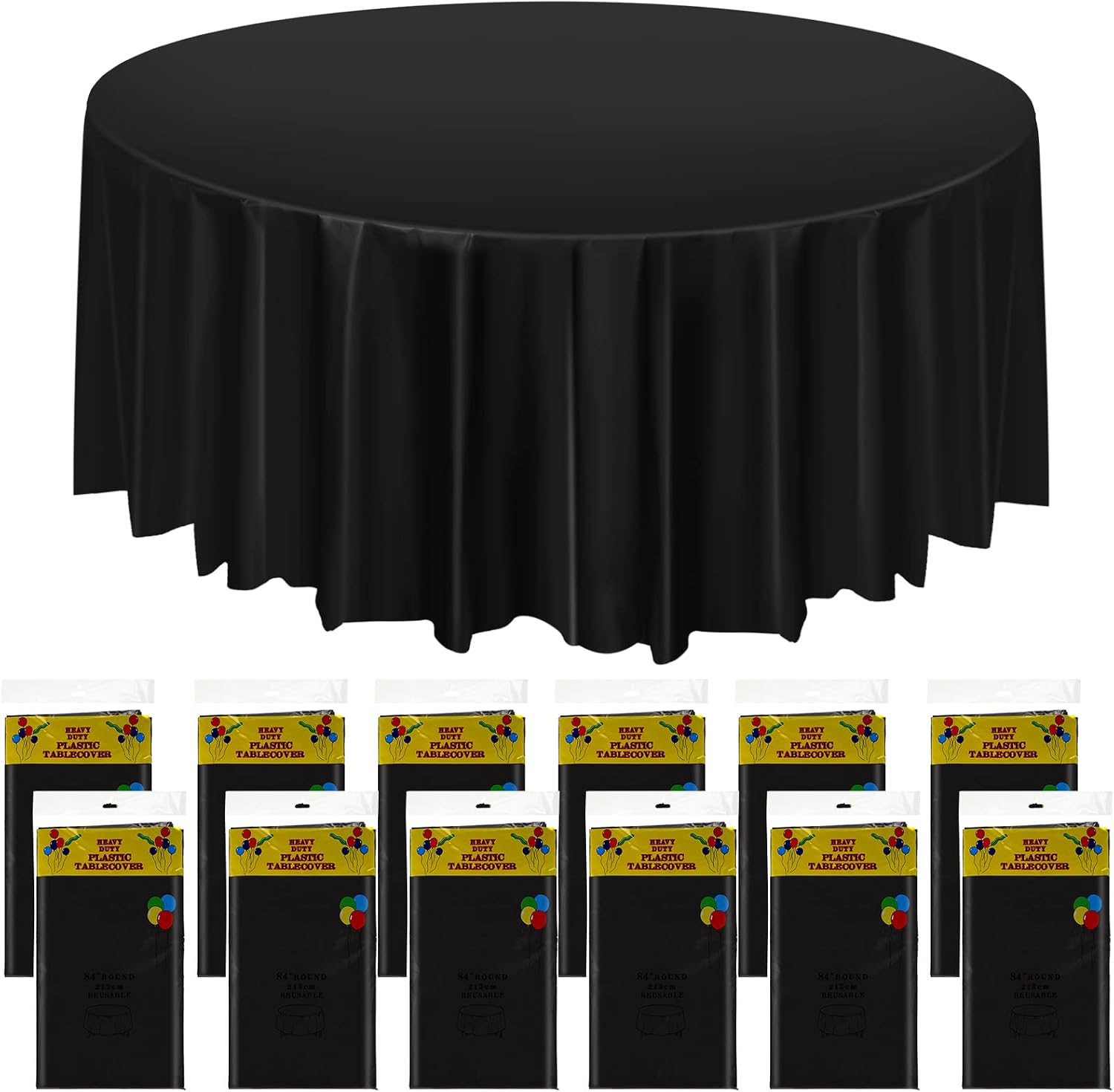 Amazon.com: 12 Pack 84 Inch Round Plastic Tablecloth Disposable ...