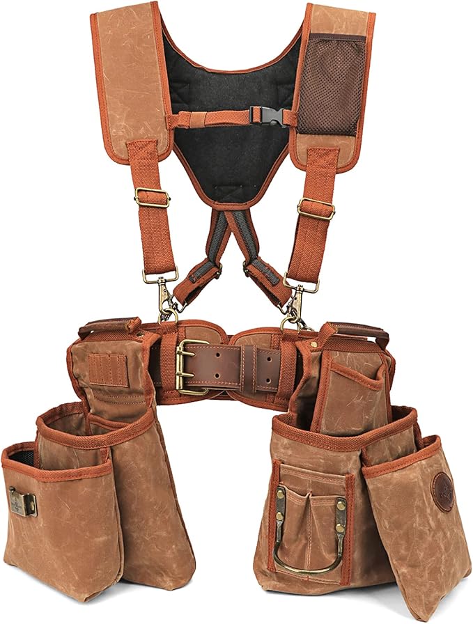 Tourbon Detachable Heavy Duty Carpentry Tool Belt with Suspenders ...