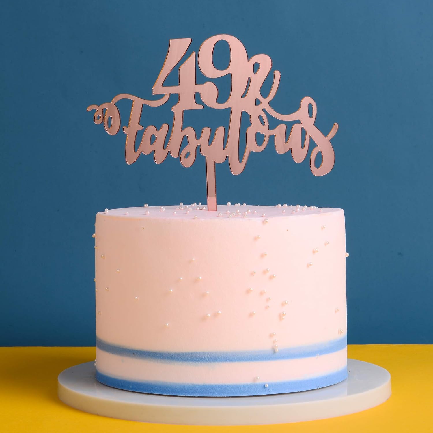 Amazon.com: Rose Gold 49th Birthday Cake Topper, 49 Fabulous Cake ...