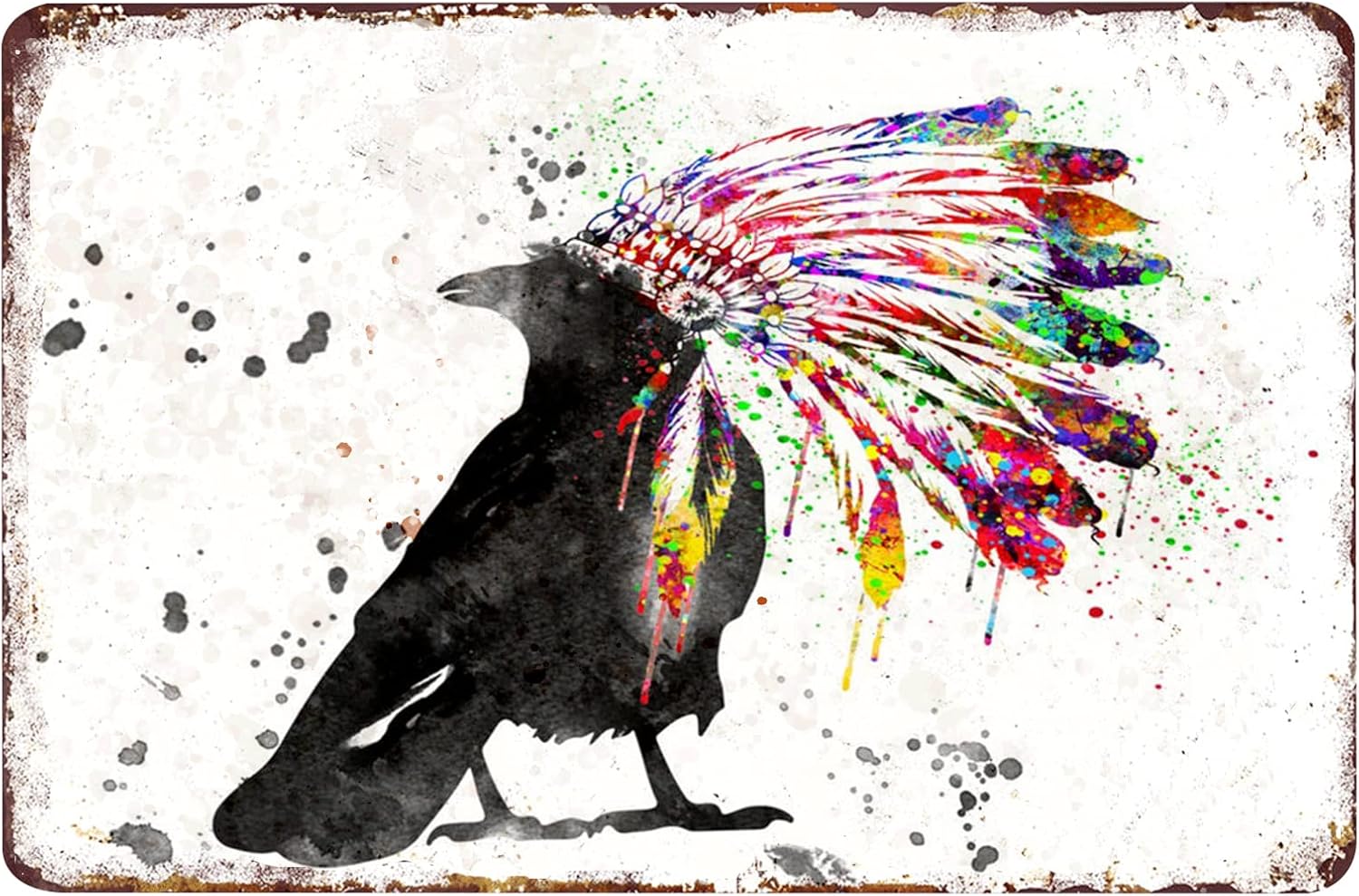 Amazon.com: Aztec raven raven Native American Headdress watercolor ...