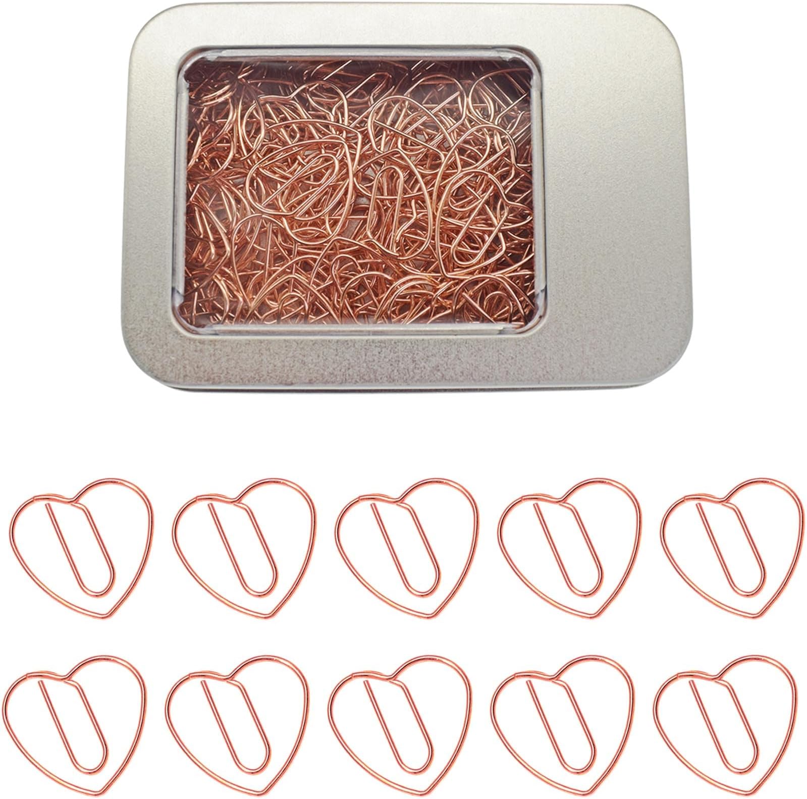 Amazon.com : 200 Pcs Heart Paper Clips Mini, Rose Gold Paperclips ...