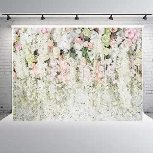 Amazon.com : White Flowers Wall 3D Photography Backdrop Flowers Weeding ...