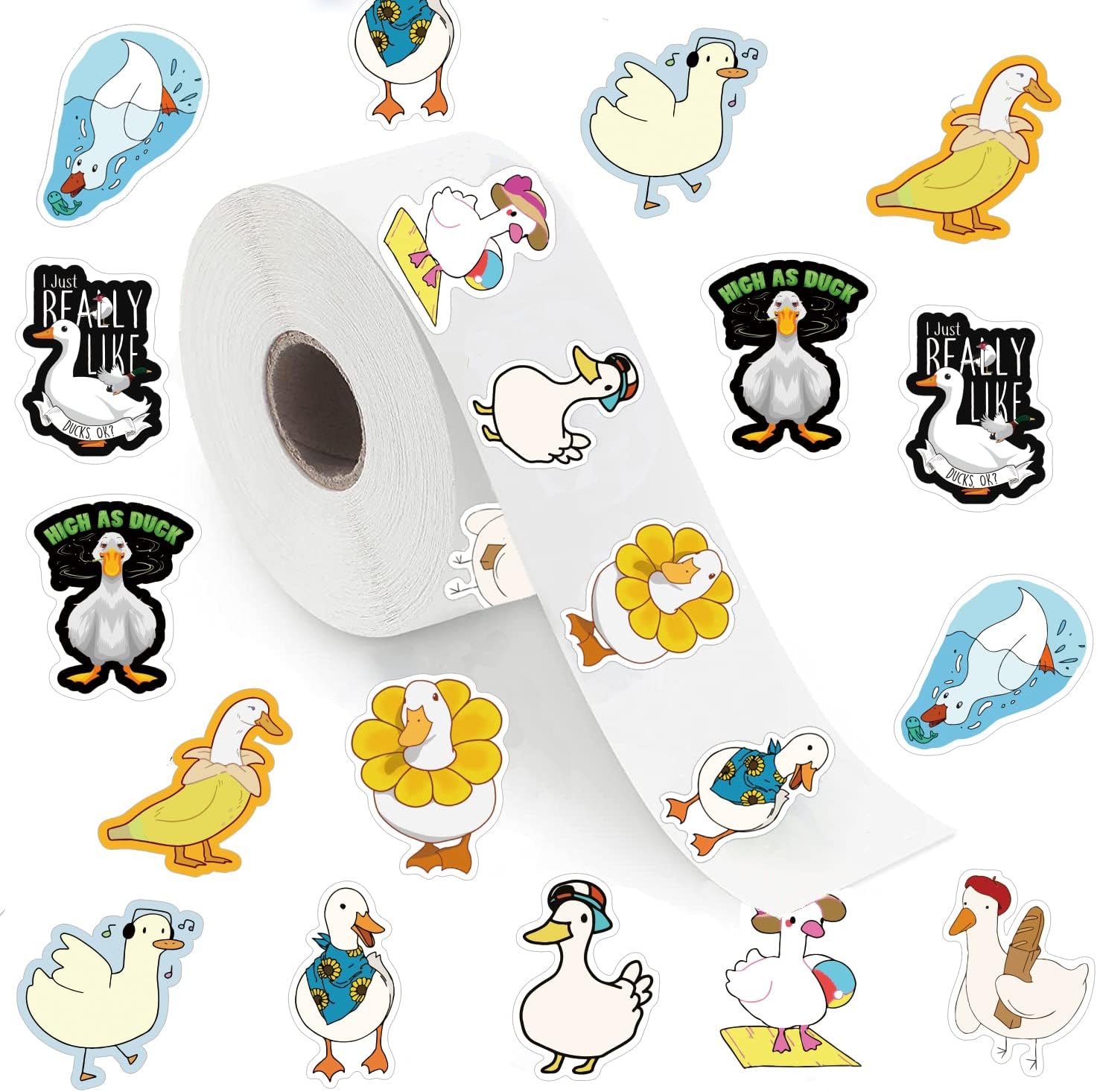 Amazon.com: 1200 Pcs Duck Stickers Cute Rubber Yellow Duck Roll ...