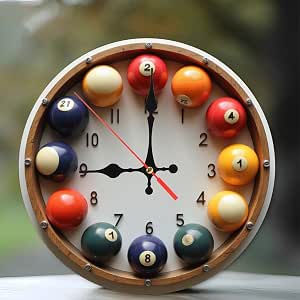 Amazon.com: Vintage Pool Ball Clock with Unique Design Decor10-Inch ...