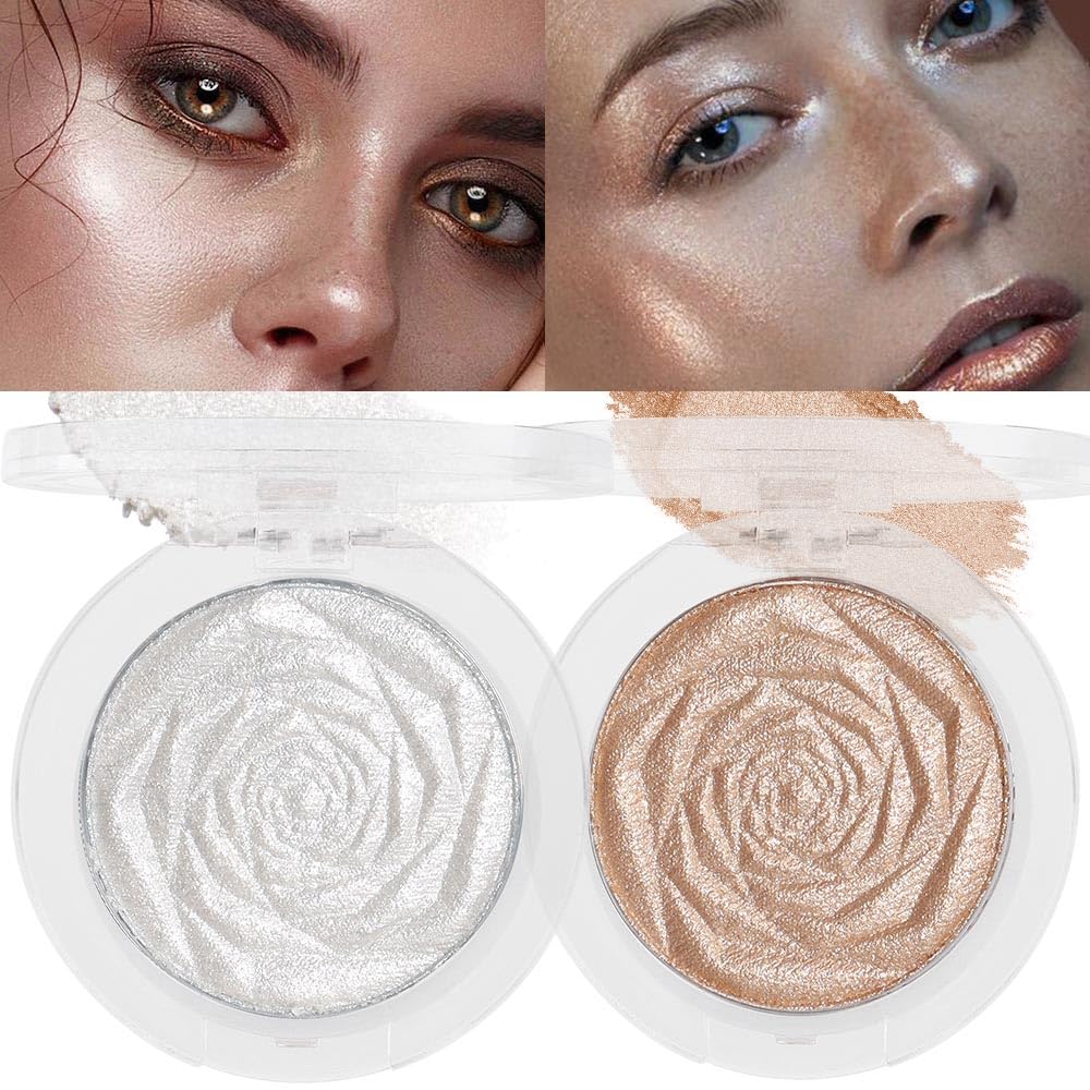Amazon.com: evpct Pearl White & Champagne Gold Face Highlighter Makeup ...