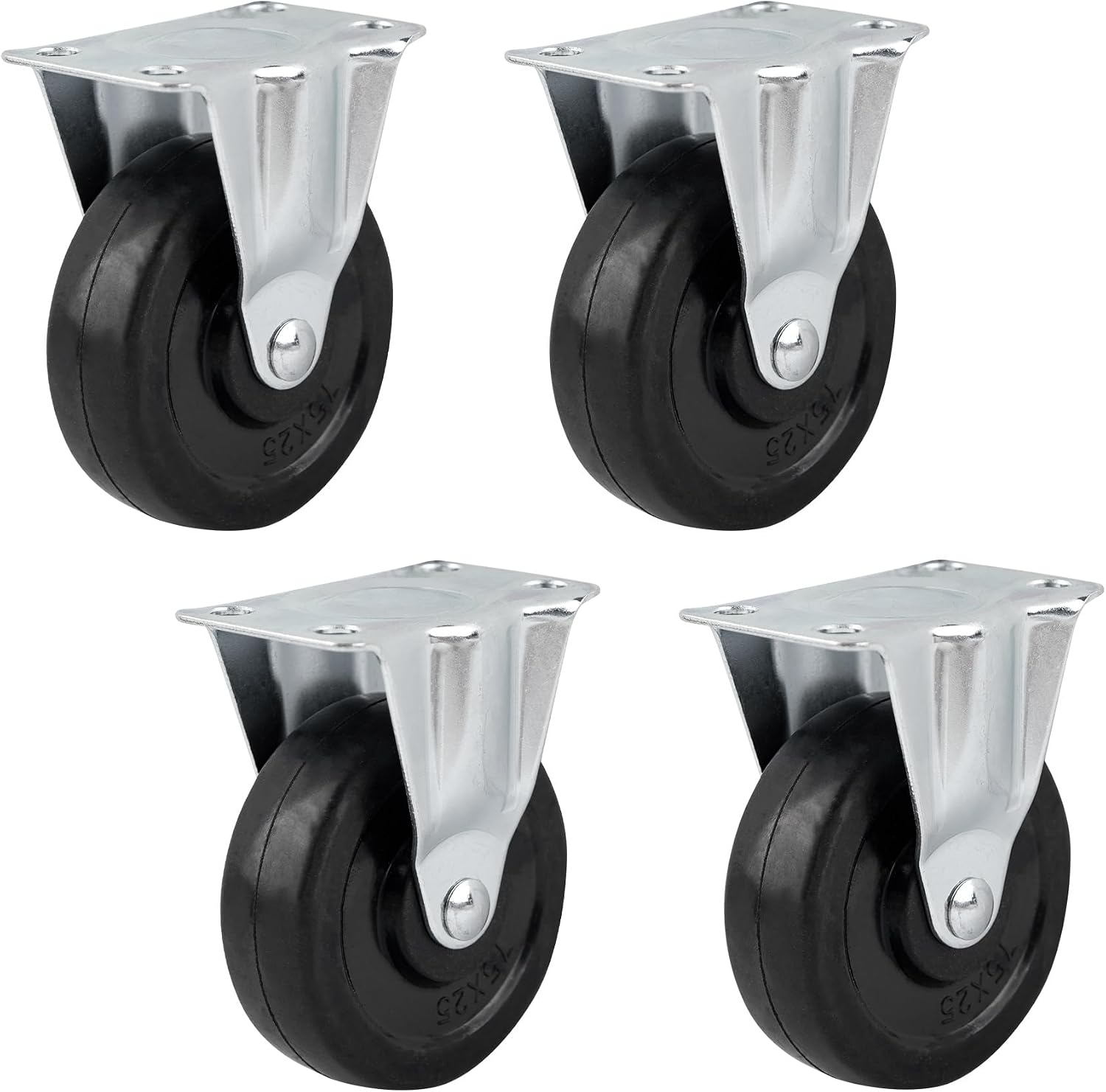 Amazon.com: AUEAR, 4 Pack 3 Inch Rubber Caster Wheels Rubber Top Plain ...