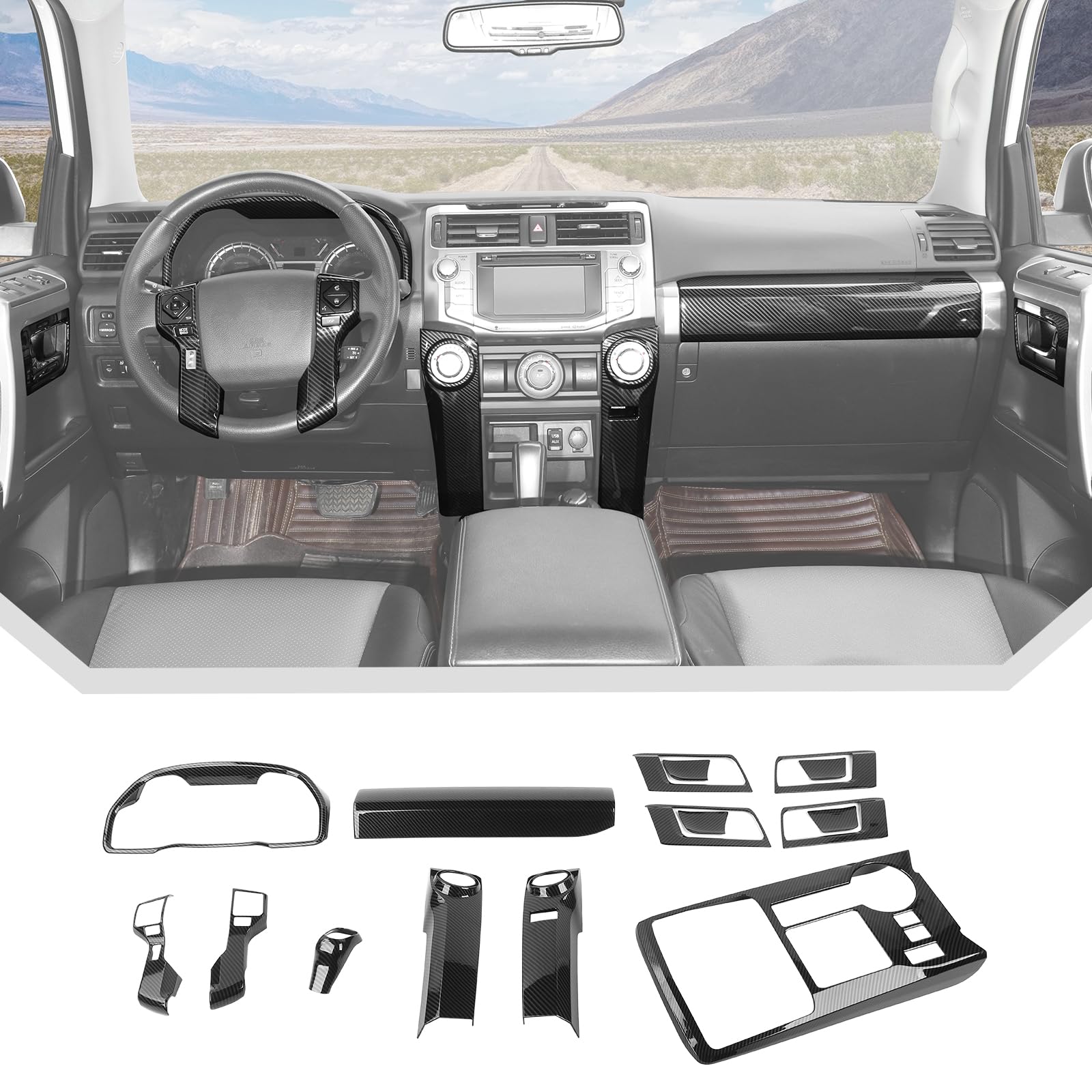 Amazon.com: JeCar 16pcs for 4Runner TRD Interior Trim Kits Carbon Fiber ...