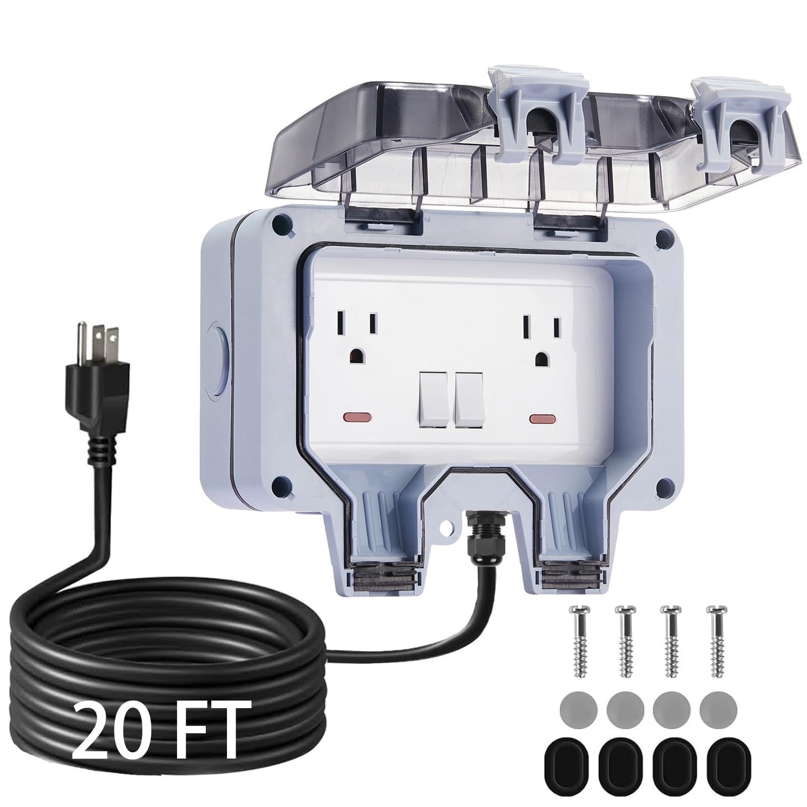 Amazon.com: Toptozl Outdoor Electrical Outlet Box with Switch & 20ft ...