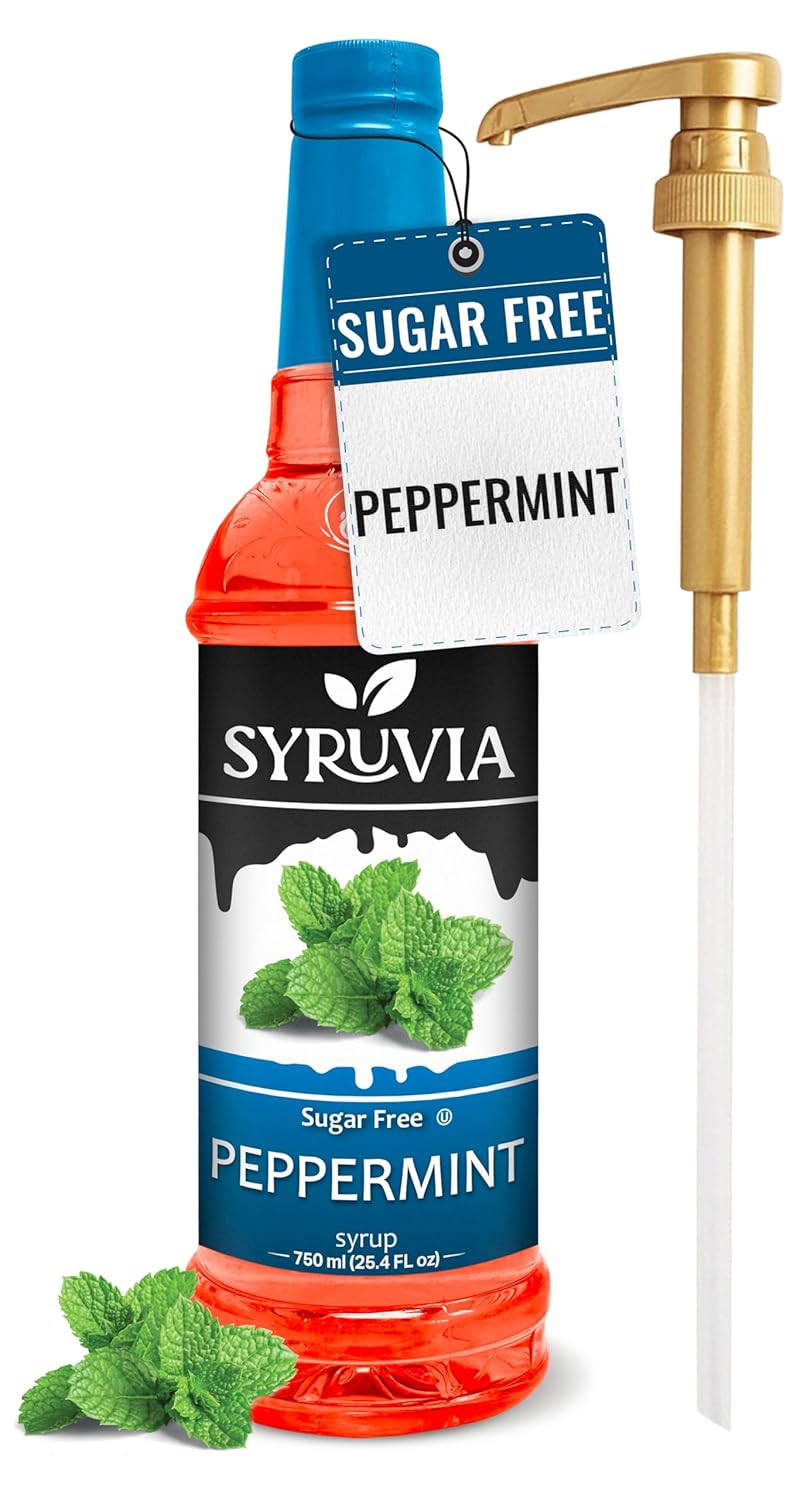 Amazon.com: Syruvia Sugar Free Peppermint Syrup With Syrup Pump ...