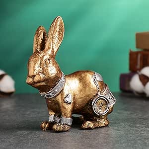 Amazon.com: Elegant Bronze Rabbit with Clock Figurine - Polystone ...