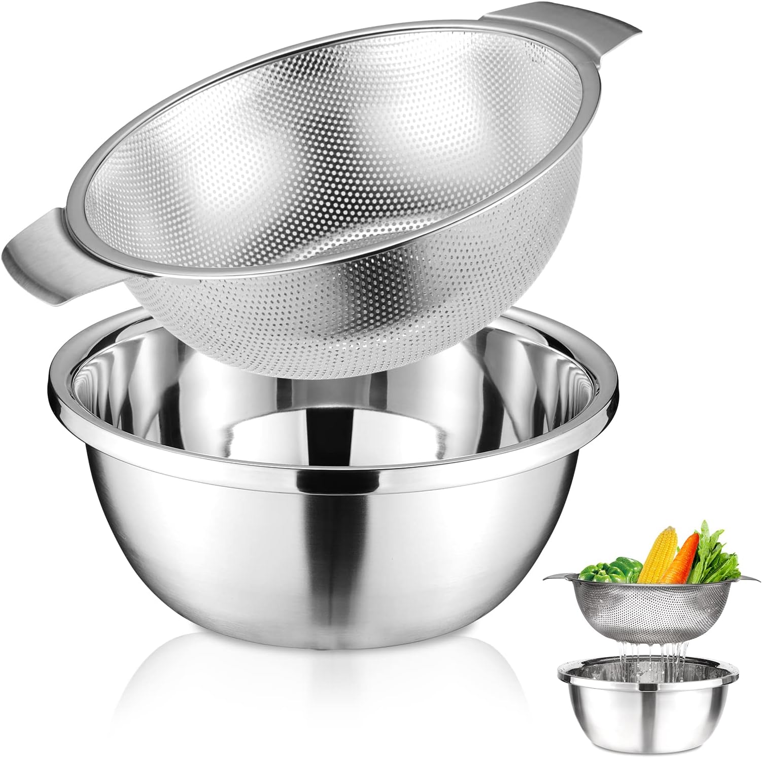 Amazon.com: Eccliy 4 Pcs 304 Stainless Steel Strainers and Colanders ...