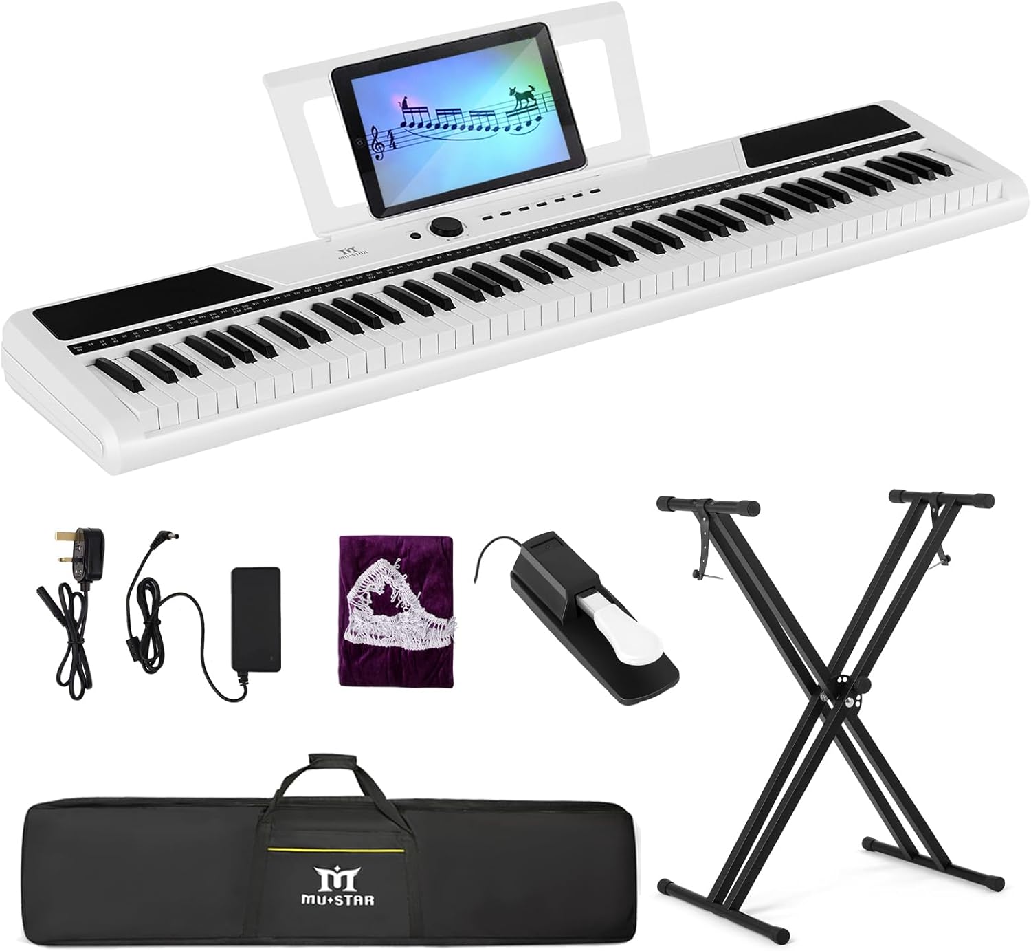 MUSTAR Digital Piano 88 Weighted Key with Stand, 88 Key Semi Weighted ...