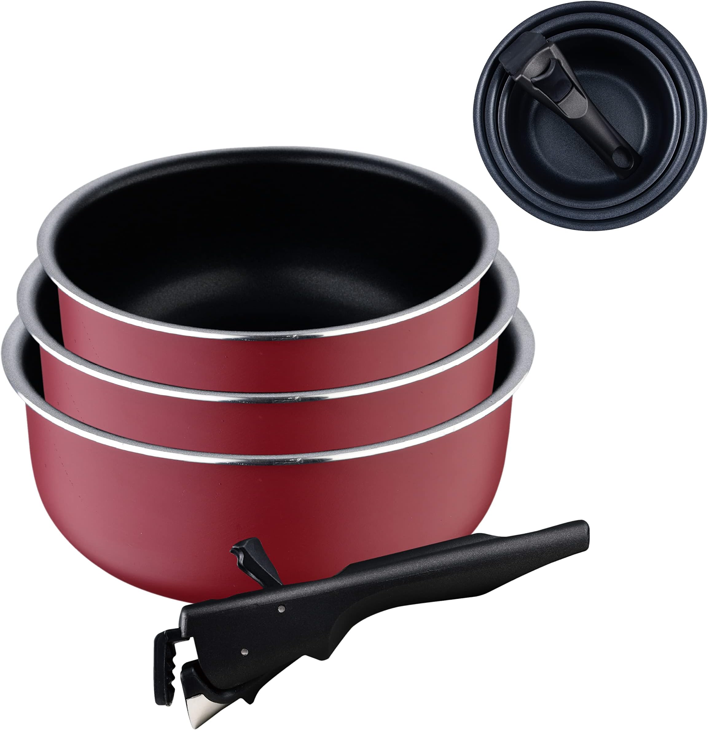 BERGNER Click&Cook Red Edition | Set de 3 Casseroles de Cuisine de 16 ...
