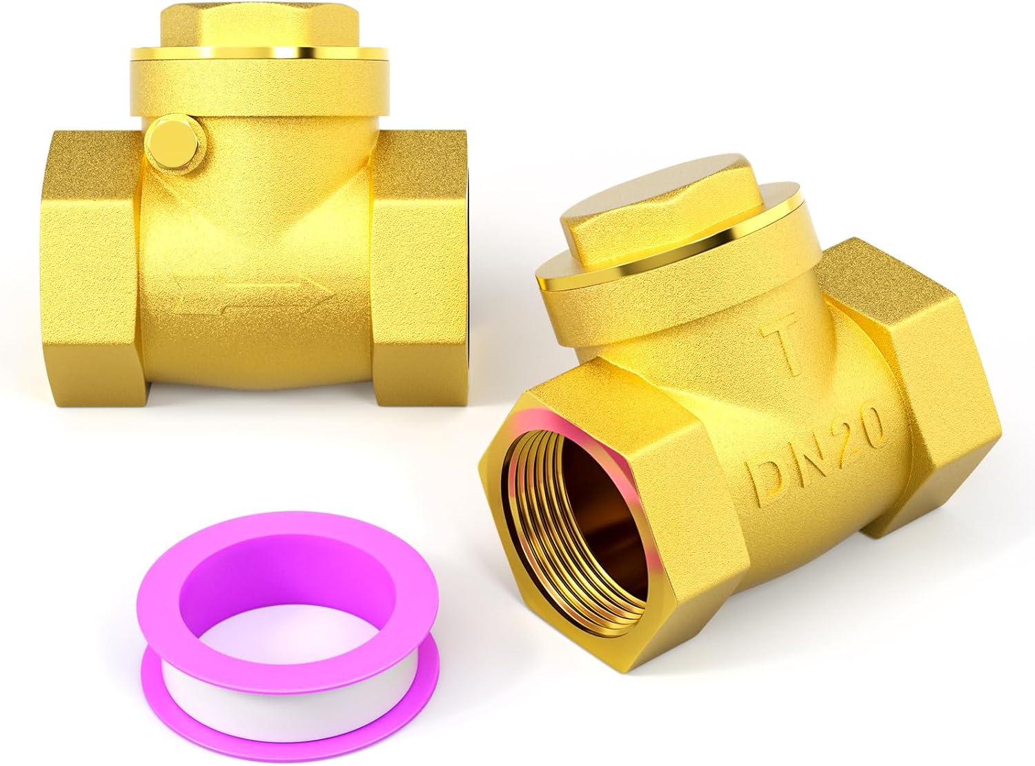 GASHER 2PCS Swing Brass Check Valve DN25 1" Female Thread, Backflow Prevention, One Way Check ...