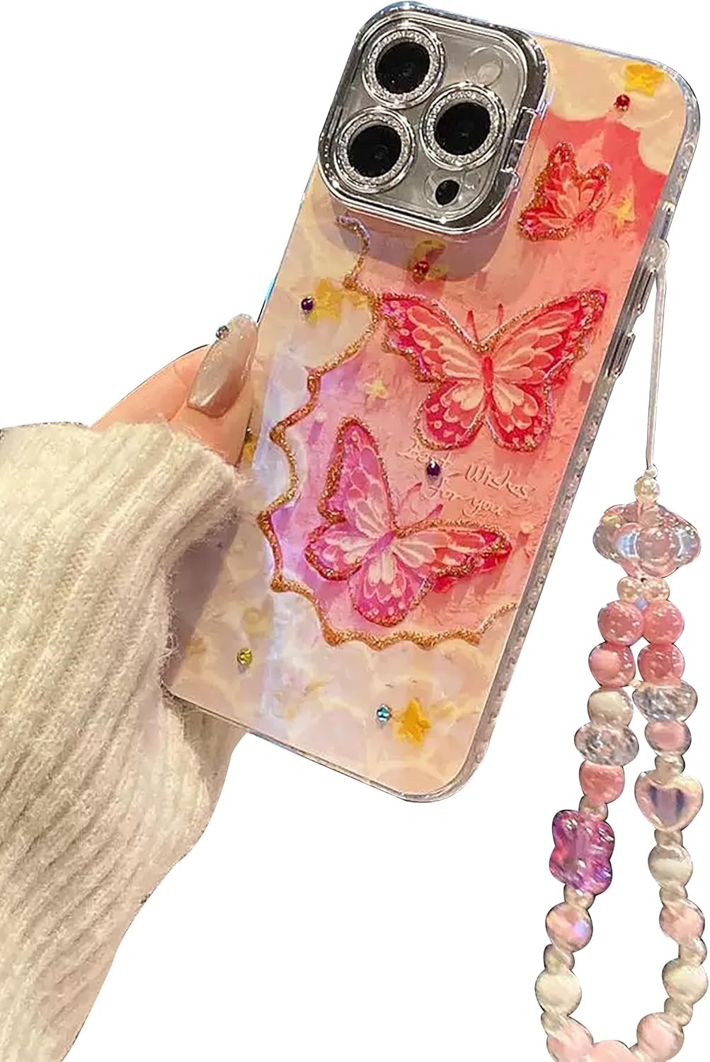 Amazon.com: iFiLOVE for iPhone 16 Pro Max Case with Camera Stand, Cute Luxury Bling Glitter ...
