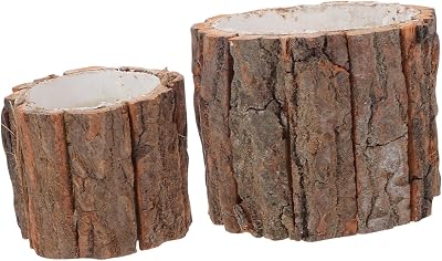 Amazon.com : ARTIBETTER Bark Planter Pot 2pcs Wood Bark Pot Natural Log ...