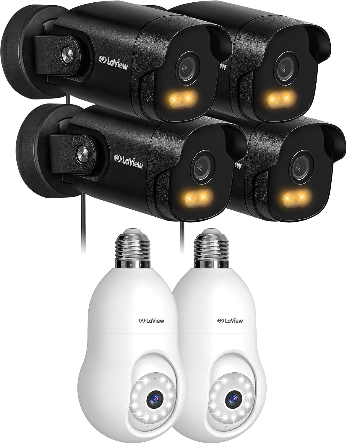Amazon.com : LaView 6pcs Security Cameras 2.4GHz,360° 2K Security ...