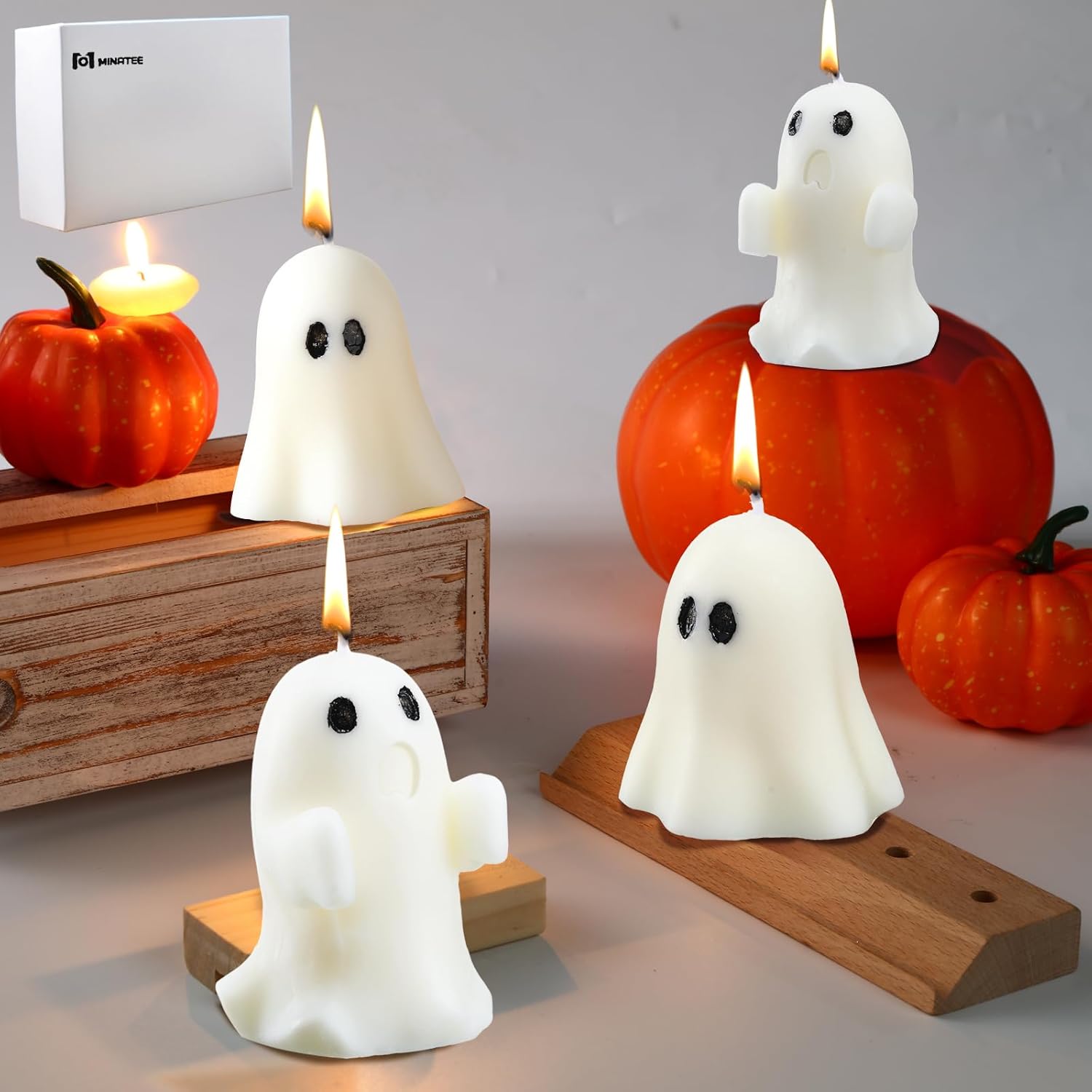 Amazon.com: 4 Pieces Large Ghost Candles, Scented Candles White Candles ...