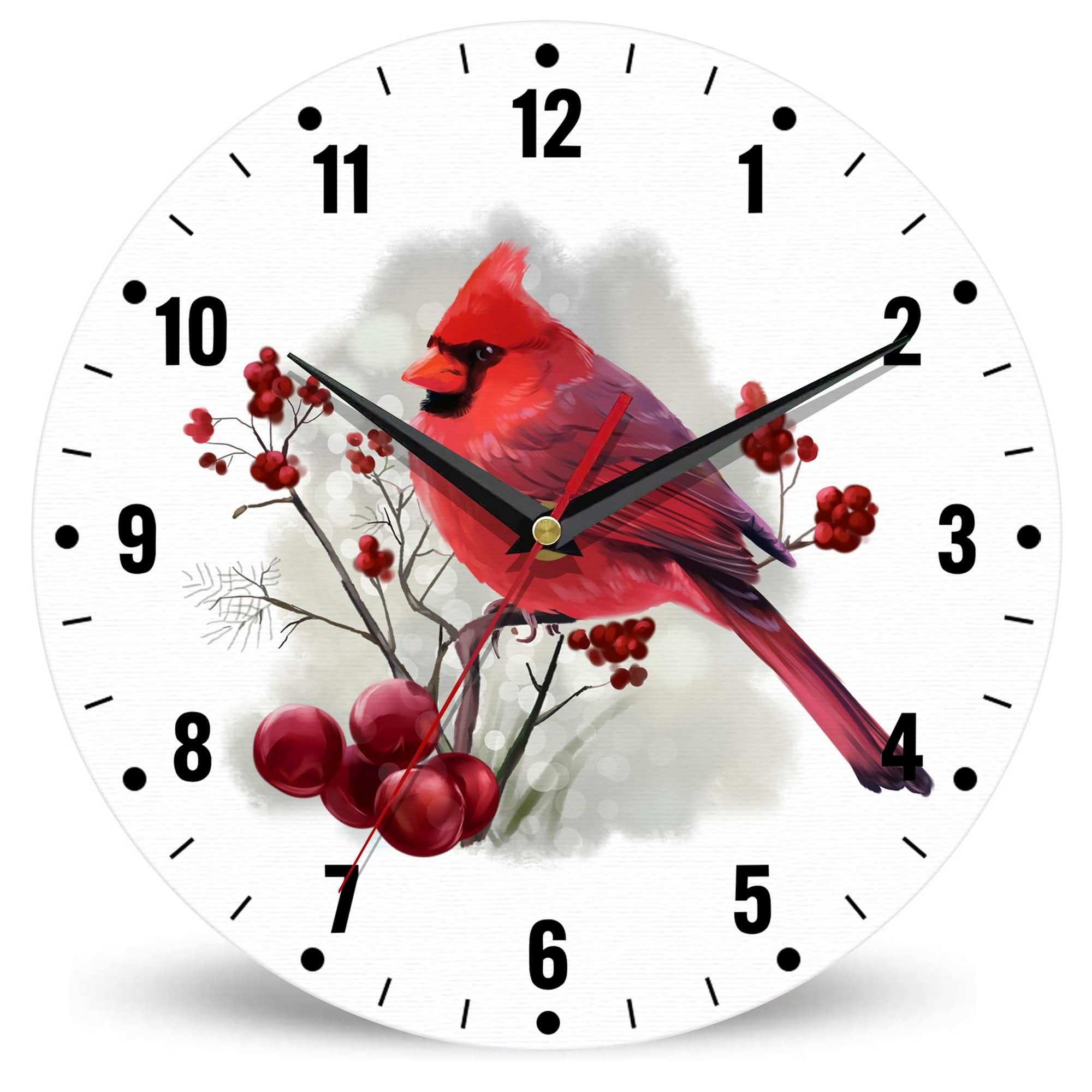 Amazon.com: SPUNKER Wall Clock,Red Cardinal Bird Wall Clocks for Living ...
