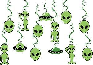 Amazon.com: Whaline 13Pcs Alien Theme Hanging Swirl Decorations Green ...