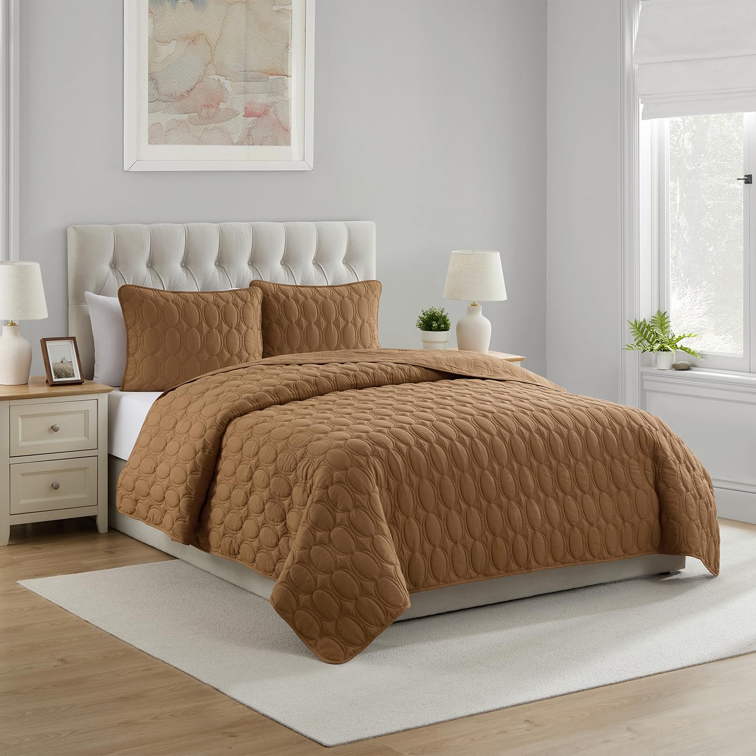 Amazon.com: VCNY Home - Quilt Set, Soft 3-Piece Pinsonic Circle Bedding ...