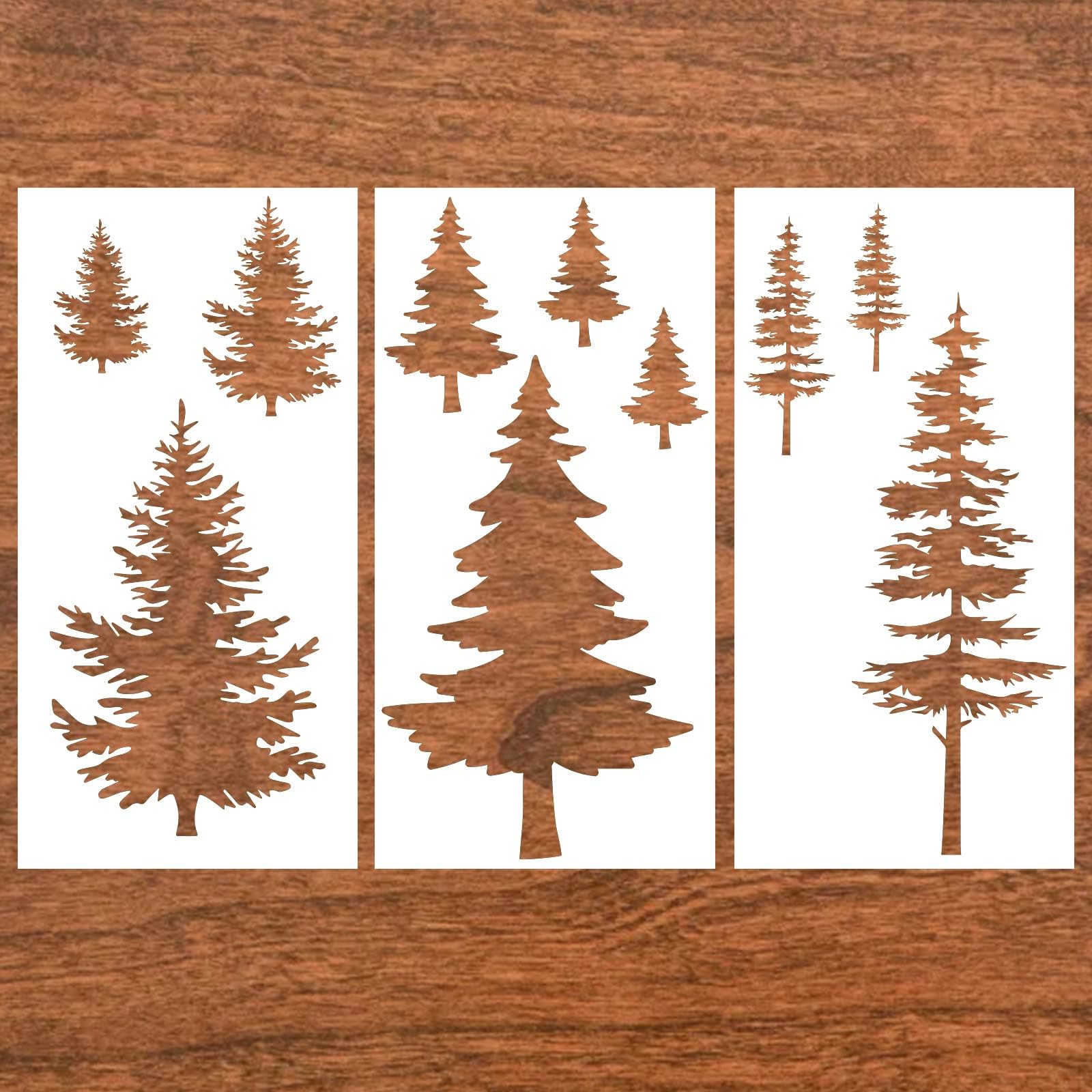 Amazon.com : Tree Stencils, Tall Pine Fir Tree Cypress Cedar Fall Wall ...