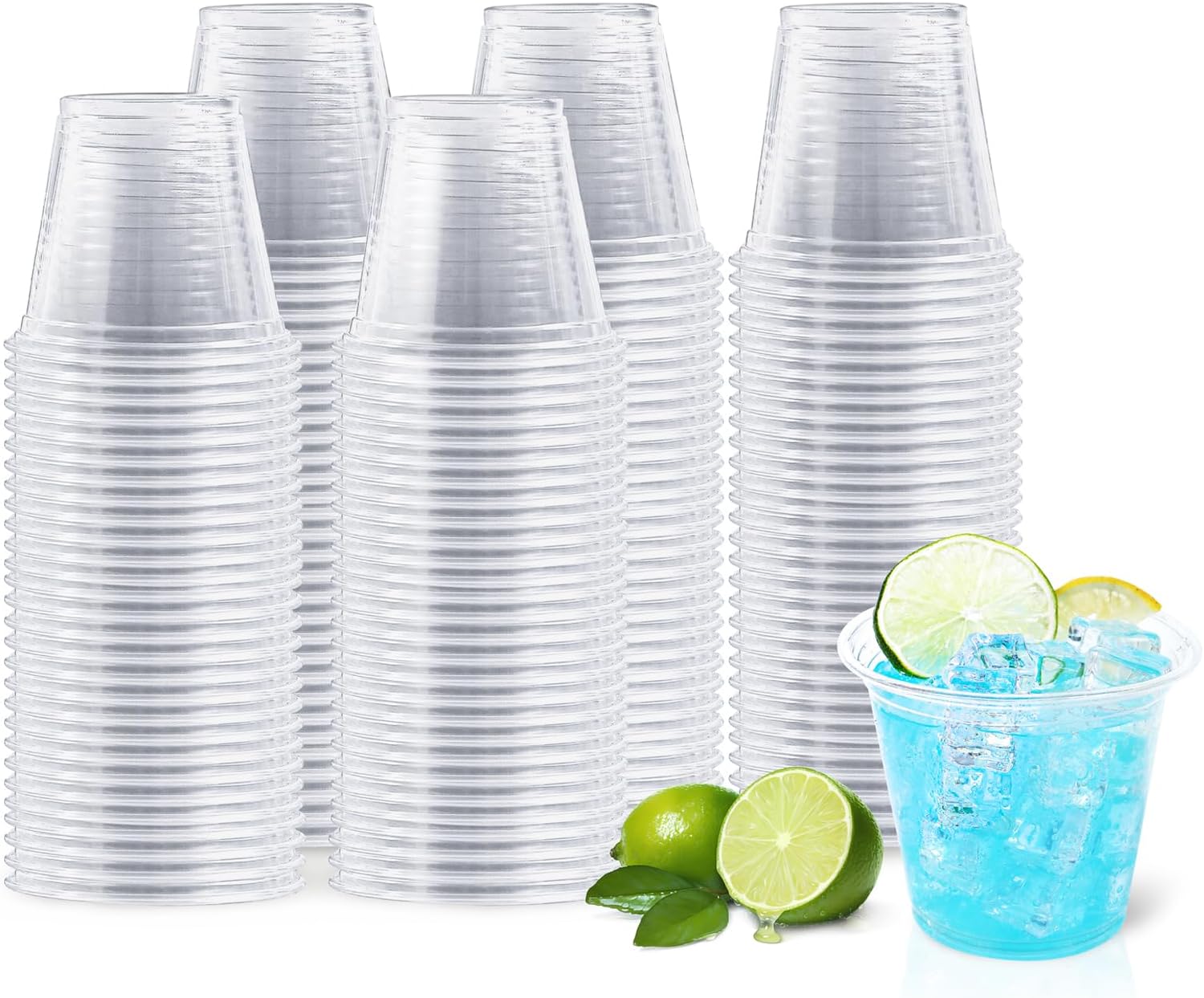 Amazon.com: BYSNOW 500 Pack 9 oz Clear Plastic Cups, Disposable Plastic ...