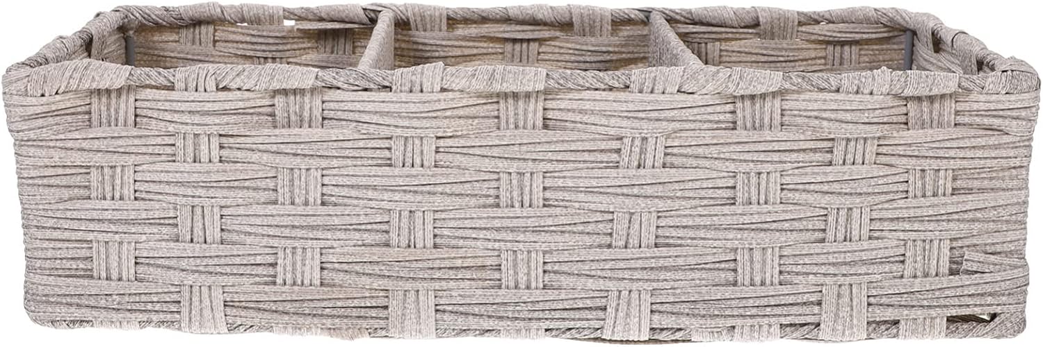 Zerodeko Seagrass Storage Basket 3 Sections Woven Shelf Baskets with ...
