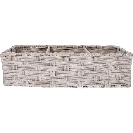 Zerodeko Seagrass Storage Basket 3 Sections Woven Shelf Baskets with Compartment Wicker Divided ...