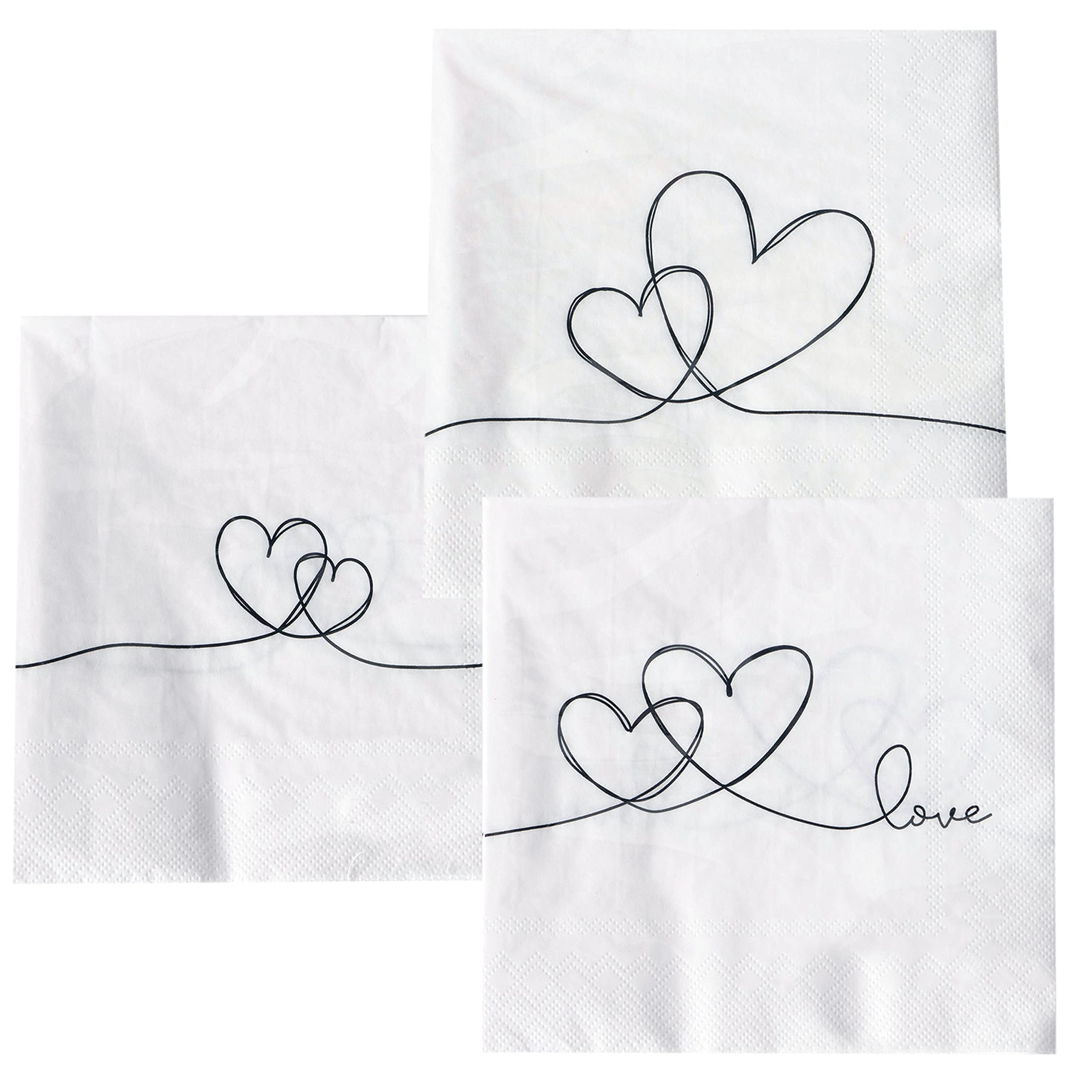 Amazon.com: 60 Count Love Scribble Heart Napkins Napkins, 3 Packs of 20 ...