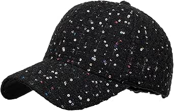 BKmyth Sequin Baseball Cap for Women Sparkly Adjustable Cap Casual ...