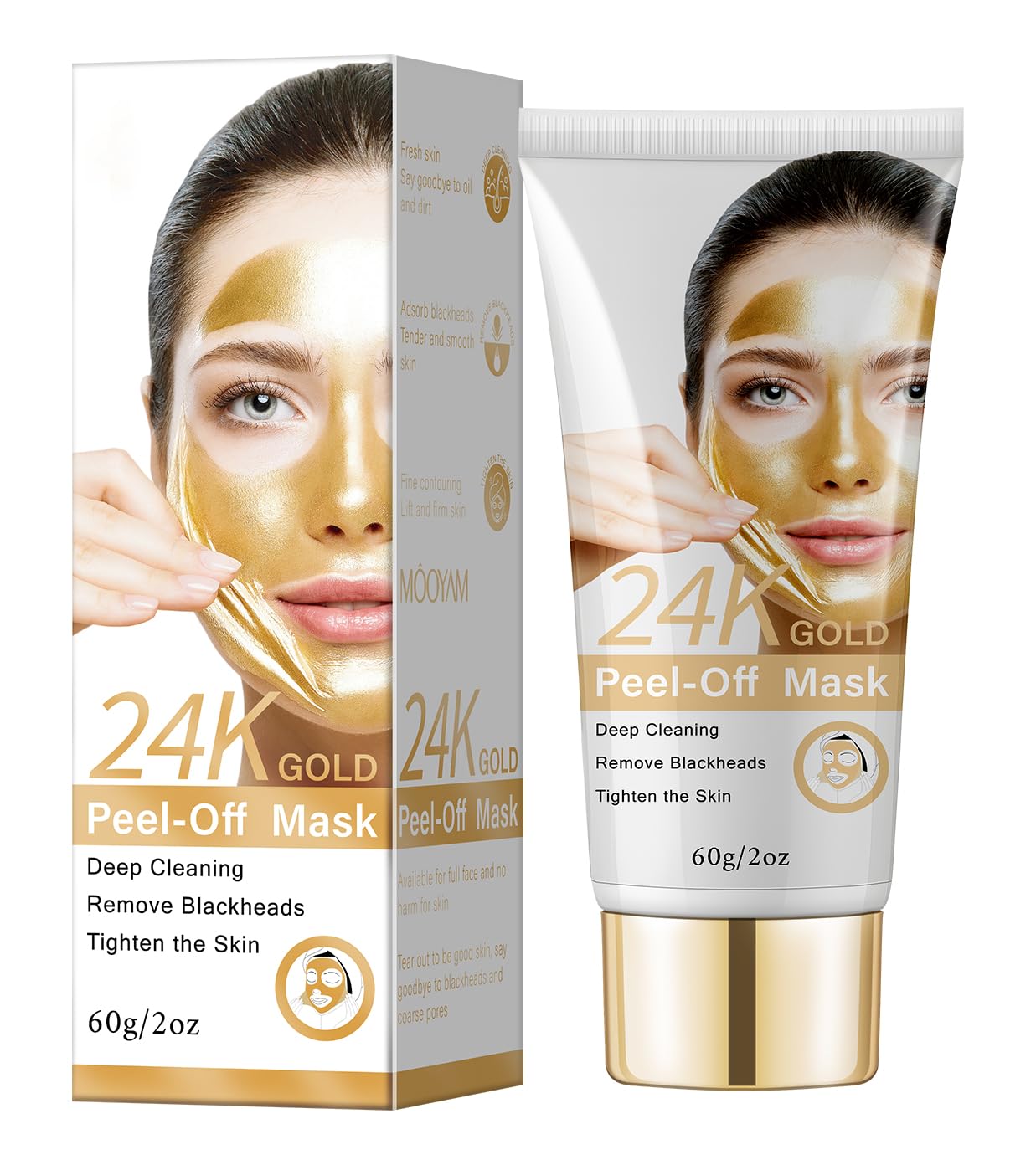 24K Gold Peel-Off Face Mask for Women, Clay Mask, Moisturizing Facial ...