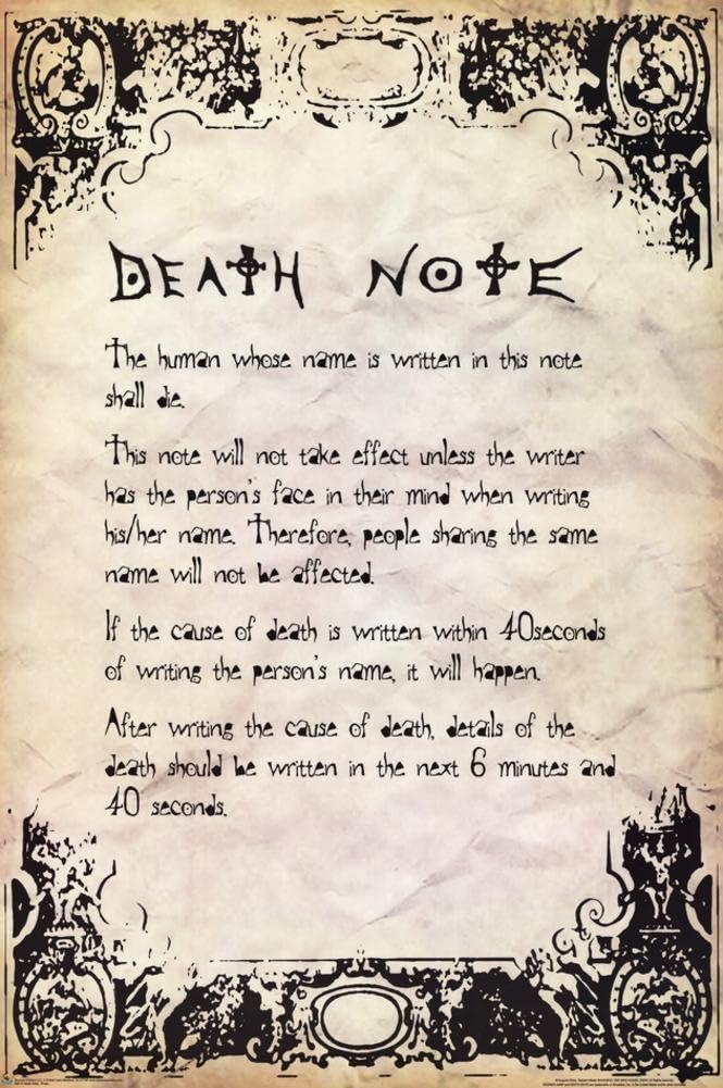 Amazon.com: Death Note- User Rules Poster 24 x 36 inches : Office Products