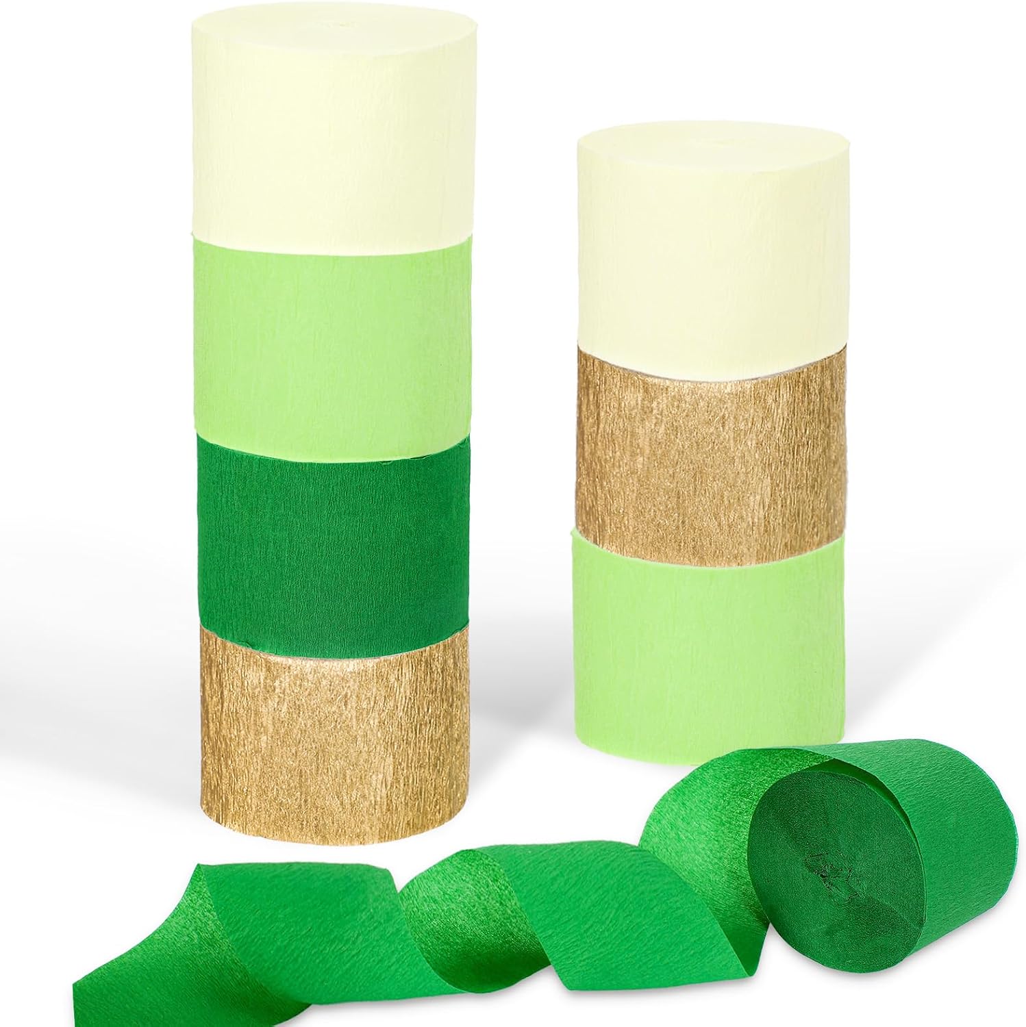 Amazon.com: Whaline 8 Rolls Crepe Paper Streamers Gold Green Crepe ...