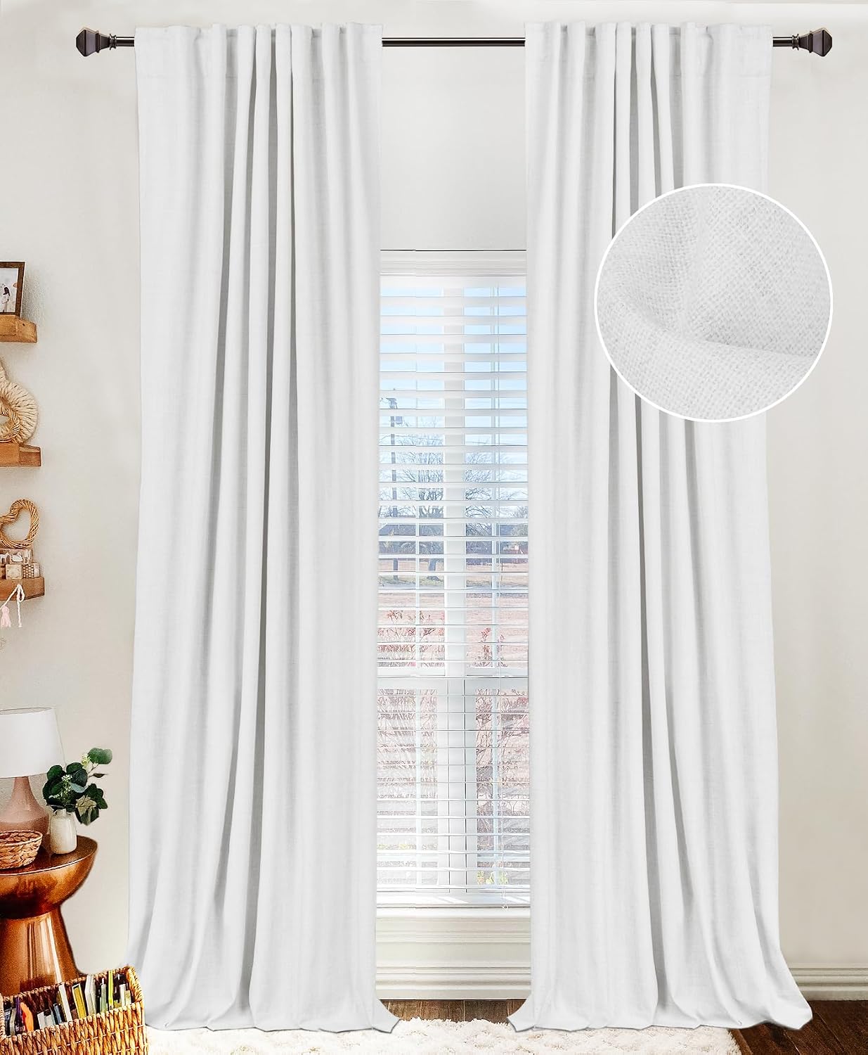 Amazon.com: 100% Blackout Shield Linen Blackout Curtains for Bedroom 63 ...