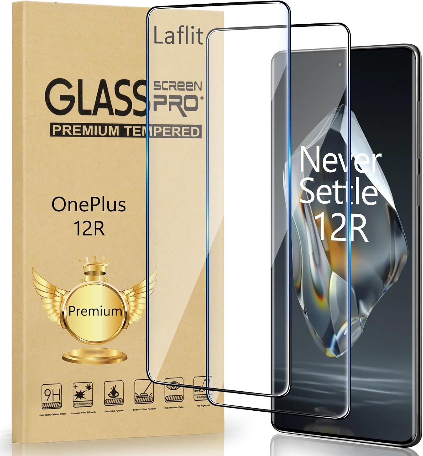 Amazon.com: Laflit 2 Pack for OnePlus 12R Screen Protector Tempered Glass, 9H Hardness, Support ...