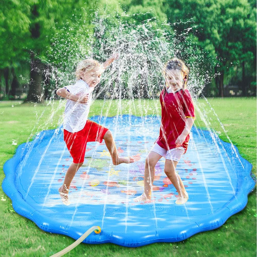 Faburo 170cm Sprinkler Pad for Dogs & Kids Splash Water Play Mat Set ...