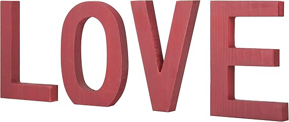 Amazon.com: MyGift Decorative Red L-O-V-E Wood Cutout Letters Art Sign ...